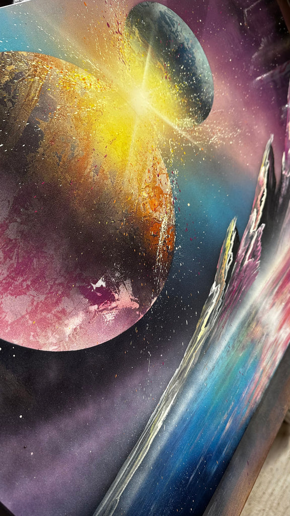 Coliding Planets (Unique ORIGINAL Painting FROM YouTube Video) – Skech Art